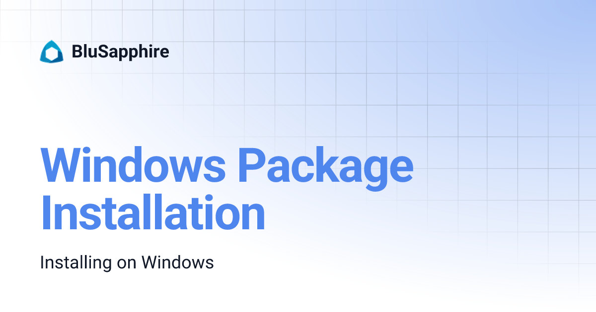 Windows Package Installation | BluSapphire